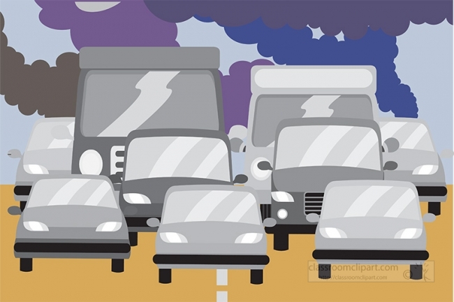 heavy traffic and bad air environment pollution gray color - Classroom ...