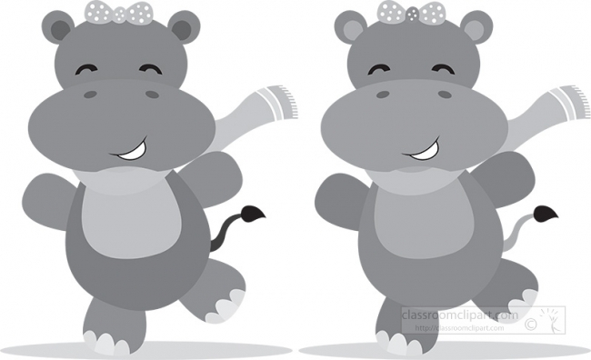 hippo cartoon gray color - Classroom Clip Art