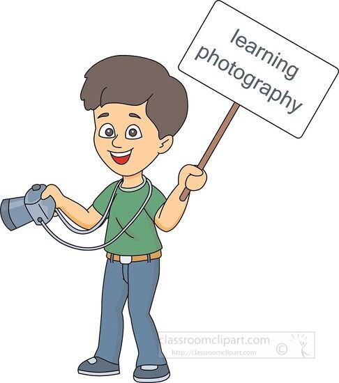 holding digital camera around neck clipart - Classroom Clipart