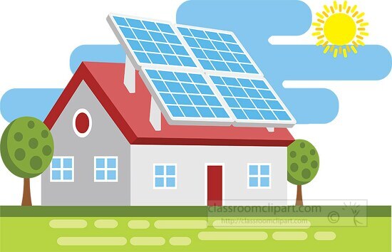 house with solar panels clipart - Classroom Clip Art
