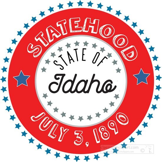 Idaho statehood 1890 date statehood round style with stars clipa ...