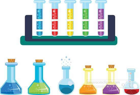 illustration of science beaker flasks test tube white background ...