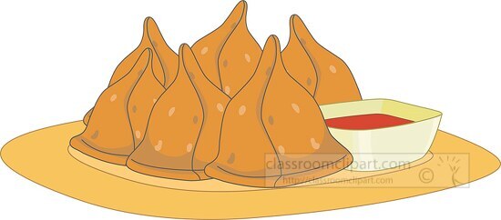 indian snack samosa with sauce clipart - Classroom Clip Art