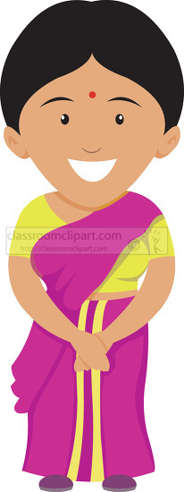 indian woman wearing sari treditional clothing clipart - Classroom Clipart