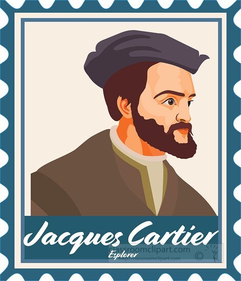 jacques cartier explorer stamp style clipart - Classroom Clip Art