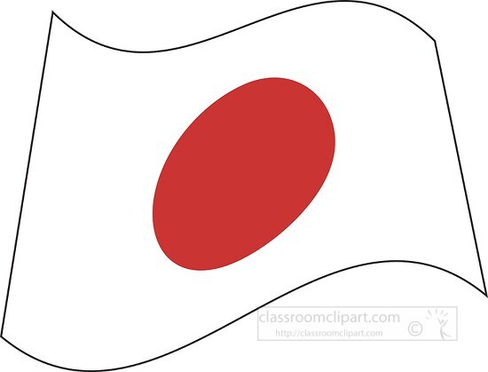 World Flags Clipart-Japan flag flat design wavy clipart