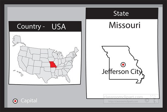 State Flags Clipart-jefferson city missouri state us map with capital ...
