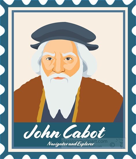 john cabot navigator explorer stamp style clipart - Classroom Clip Art
