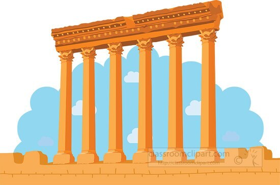 Middle East Clipart-jupiter temple of baalbek lebanon clipart