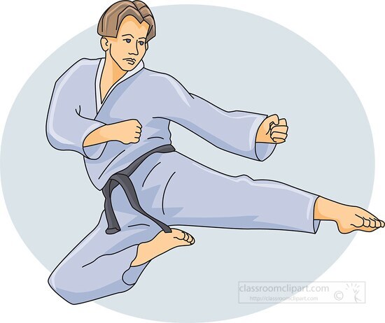 Free karate jump side kick - Classroom Clipart