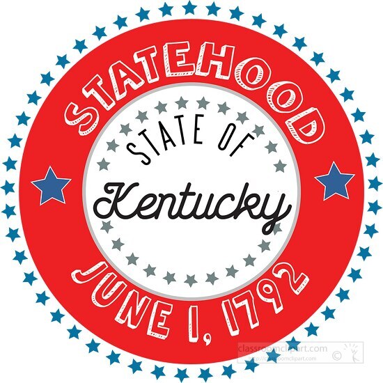 Kentucky Statehood 1791 date statehood round style with stars cl ...