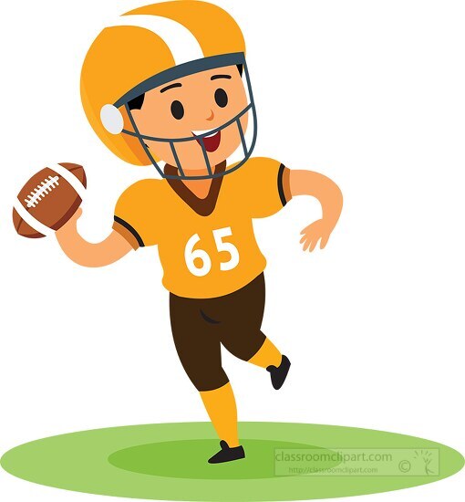 kid boy playing american football clipart - Classroom Clip Art