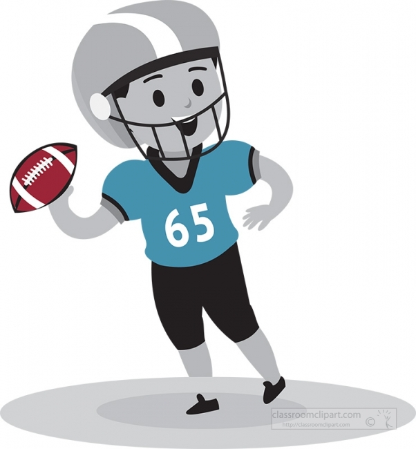 kid boy playing american football gray color 2 - Classroom Clip Art