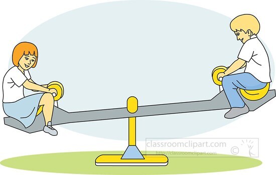 kids on playground see saw - Classroom Clip Art