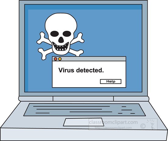 Computer Clipart - laptop computer with virus detected message on ...