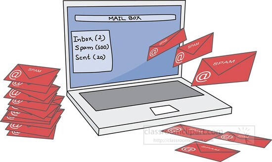 laptop with spam email - Classroom Clip Art
