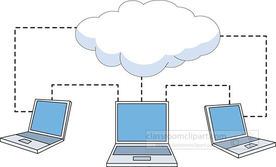 laptops cloud computing network clipart - Classroom Clip Art