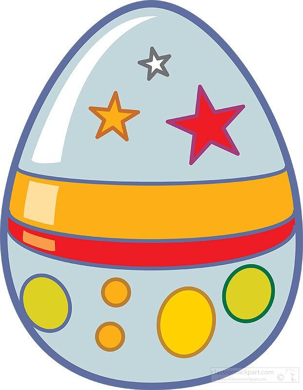 Free large colored easter egg eith stars circles - Classroom Clipart