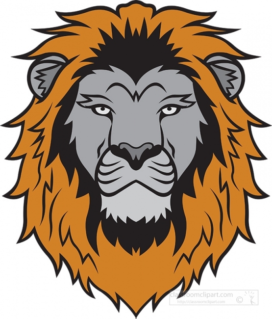 large lion head gray color - Classroom Clip Art