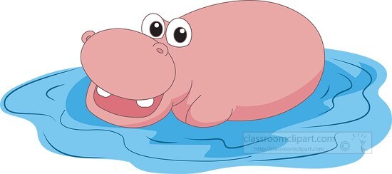 large pink hippo in lake water clipart 581 - Classroom Clip Art