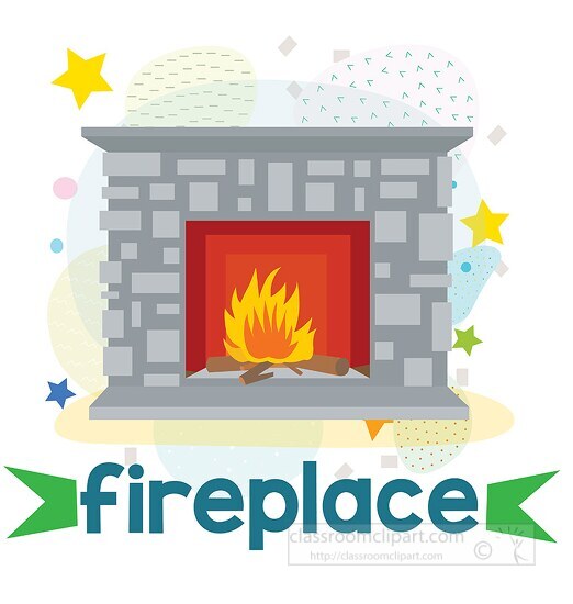 learning to read pictures and word fireplace - Classroom Clip Art