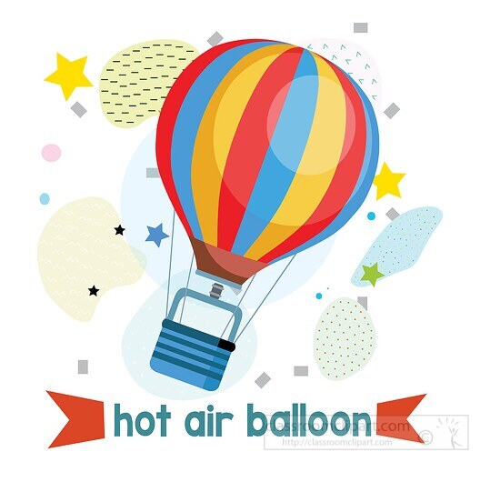 learning to read pictures and word hot air balloon - Classroom Clip Art