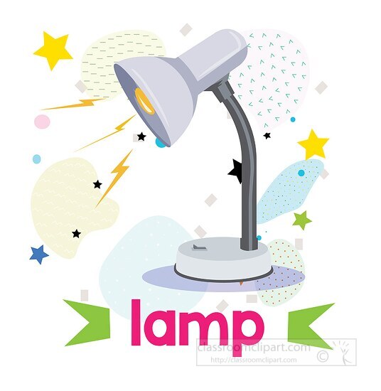 learning to read pictures and word lamp - Classroom Clip Art