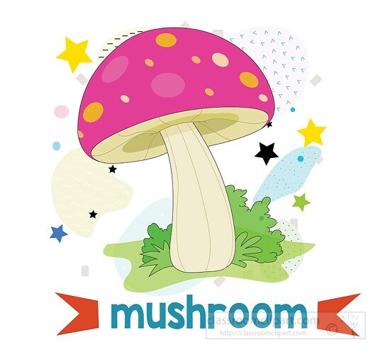 learning to read pictures and word mushroom - Classroom Clip Art