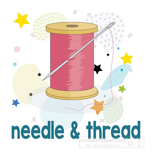 learning to read pictures and word needle thread - Classroom Clip Art