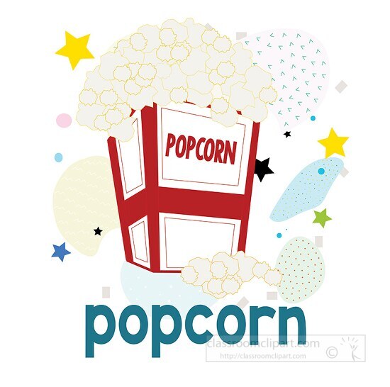 learning to read pictures and word popcorn - Classroom Clip Art