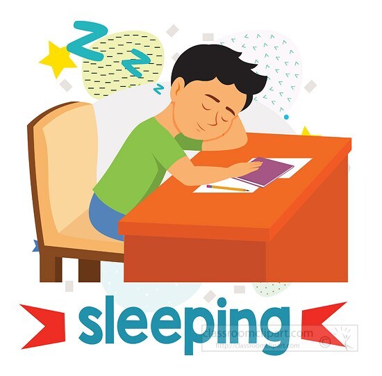 learning to read pictures and word sleeping - Classroom Clip Art