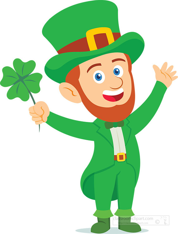 leprechaun with clover leaf st patricks day clipart 318 - Classroom ...
