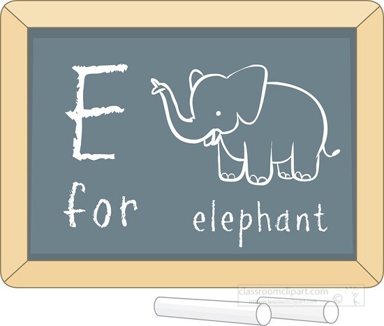 letter alphabet chalkboard e elephant clipart - Classroom Clip Art