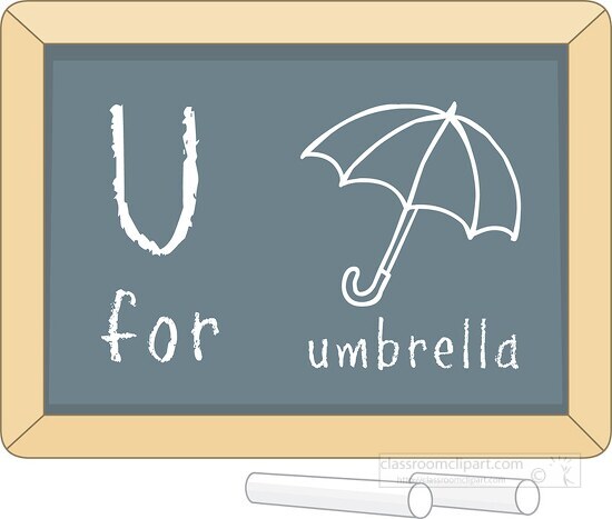 letter alphabet chalkboard u umbrella clipart - Classroom Clip Art
