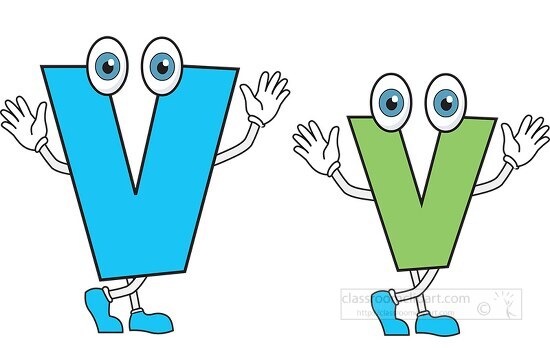 letter alphabet v upper lower case cartoon - Classroom Clip Art