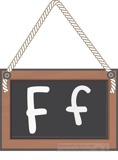 letter F hanging black board with rope clipart - Classroom Clipart