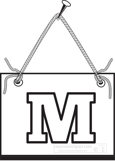 Free letter M hanging on board - Classroom Clipart