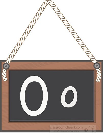 Free letter O hanging black board with rope clipart - Classroom Clipart