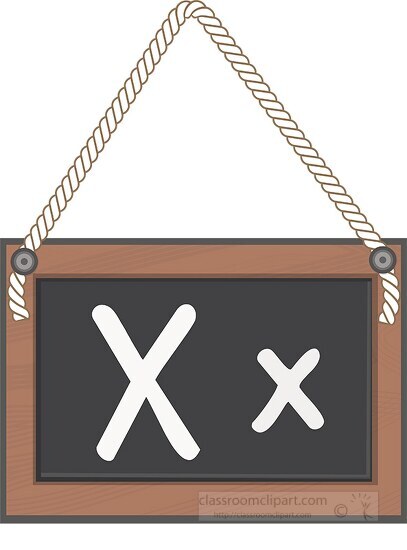 Free letter X hanging black board with rope clipart - Classroom Clipart