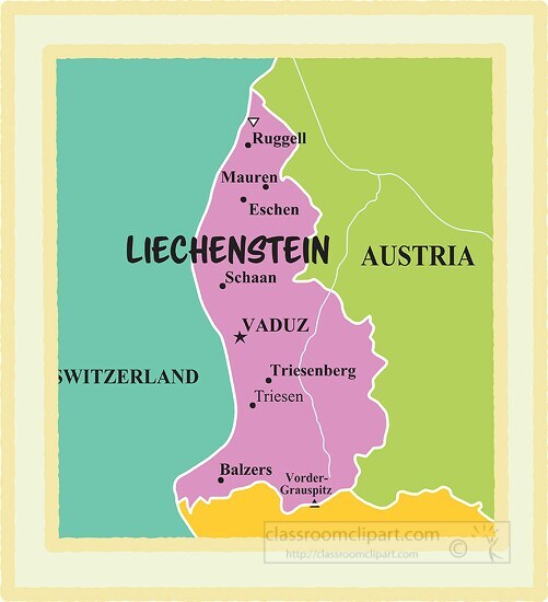 Maps Clipart-Liechtenstein country map color border clipart