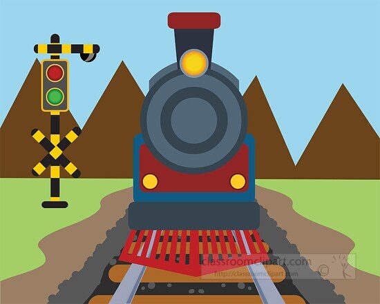 light signal pole on train track illustration - Classroom Clip Art