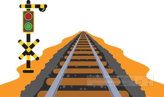 light signal pole on train track illustration - Classroom Clip Art