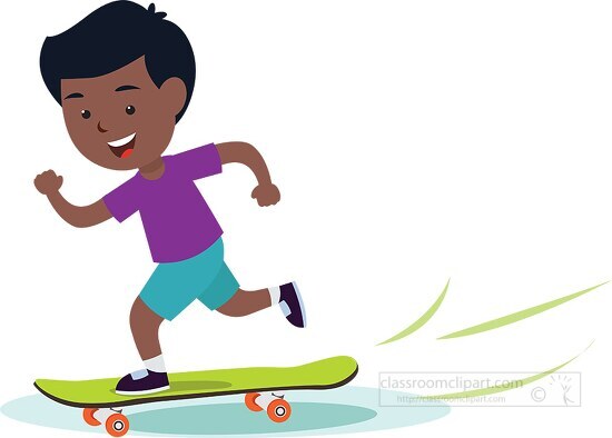 little boy riding his skateboard vector clipart - Classroom Clip Art