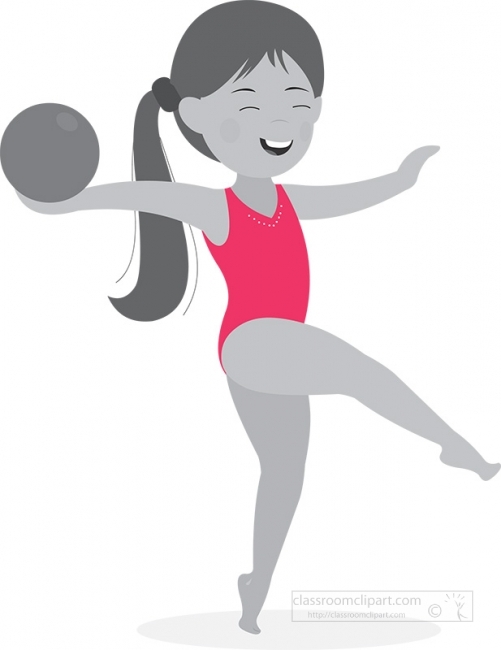 little kid girl performing gymnastics with ball gray color 3A ...
