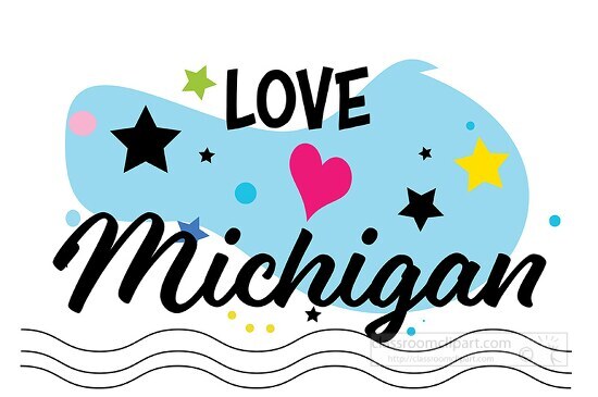 Love Michigan Hearts Stars Logo Clipart - Classroom Clip Art