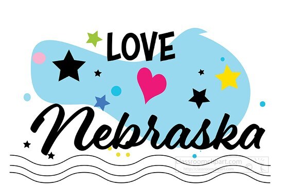 Love Nebraska Hearts Stars Logo Clipart - Classroom Clip Art