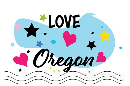 Love Oregon Hearts Stars Logo Clipart - Classroom Clip Art