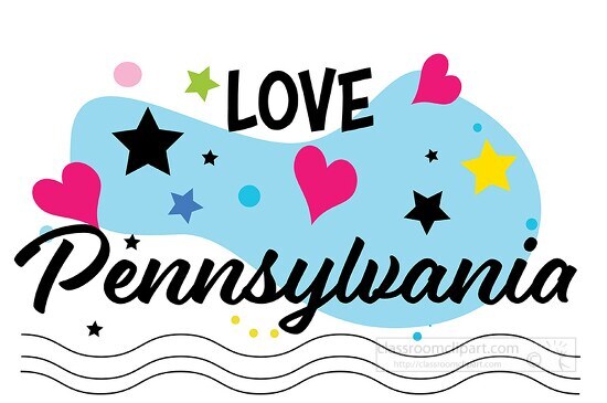 Love Pennsylvania Hearts Stars Logo Clipart - Classroom Clipart
