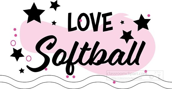 Free love softball text logo with stars clipart - Classroom Clipart