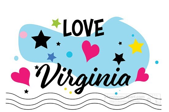 Love Virginia Hearts Stars Logo Clipart - Classroom Clip Art